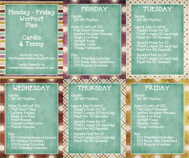 Workout+Plan+-+Monday-Friday.png 640×534 pixels | Workout plan, How to ...