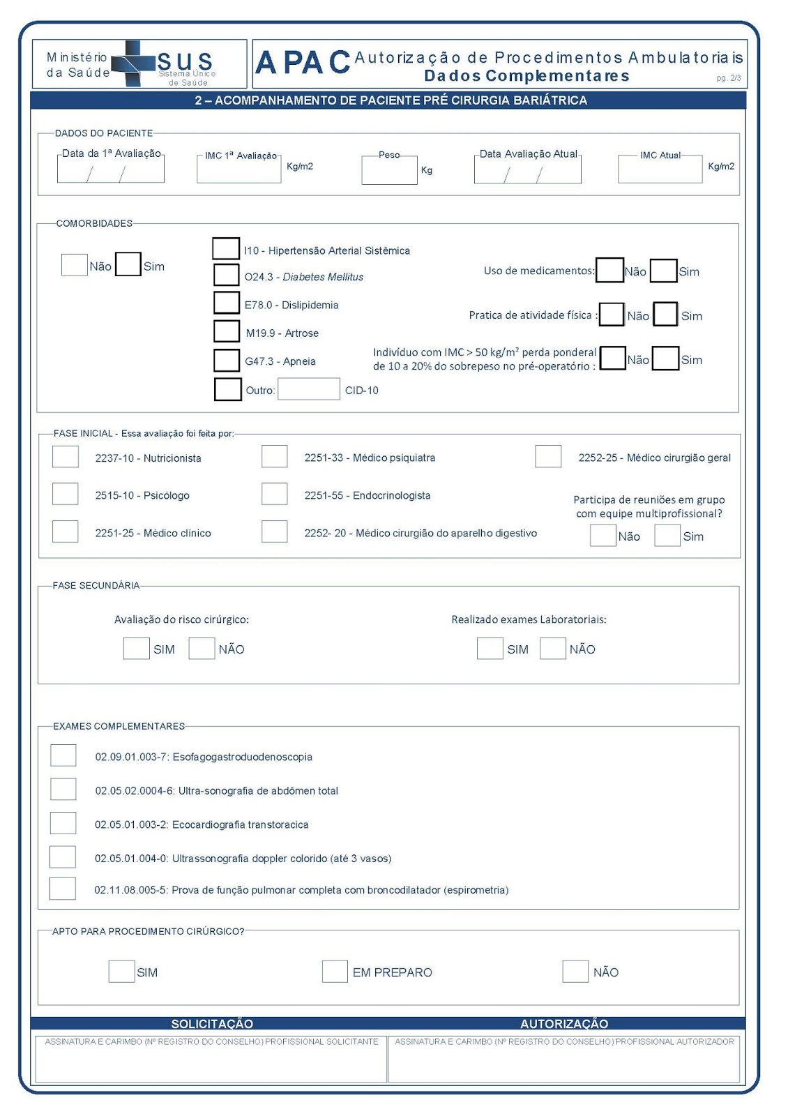 Laudo Para Solicitacao Autorizacao De Procedimento Ambulatorial - RETOEDU