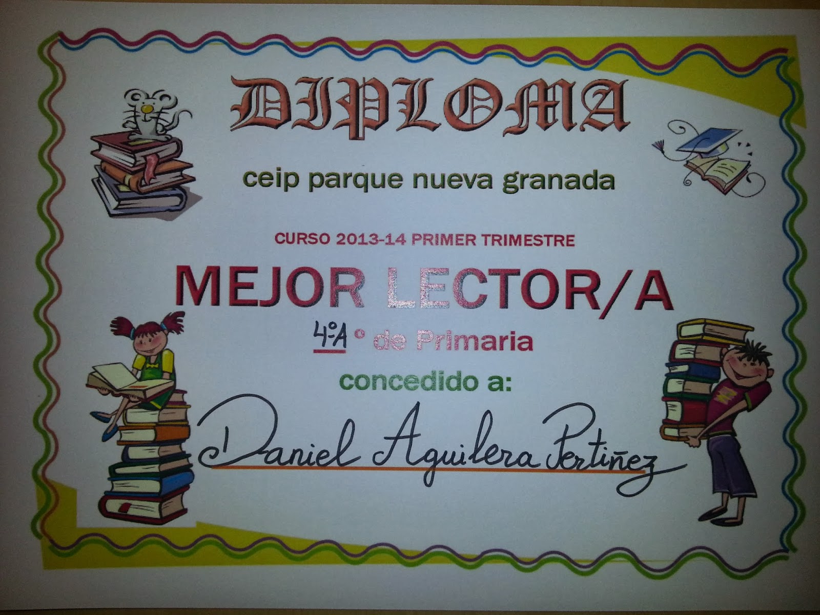 DIPLOMA al mejor LECTOR | Supercalifragilisticoespialidoso | Blog Educativo