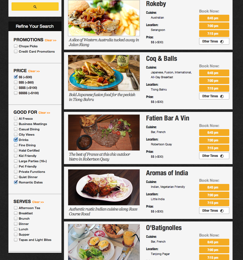 Chope Online Reservations Website/App: Restaurant Table Bookings Made ...