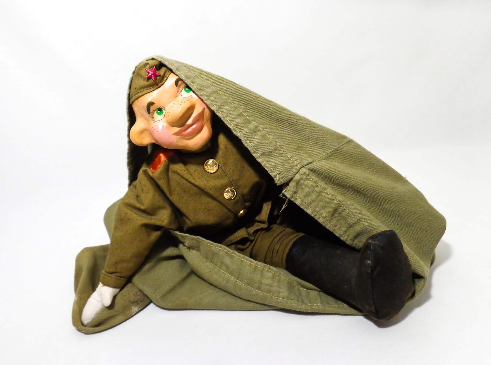 RARE VINT USSR SOVIET ARMY HAND PAINTED PAPER MACHE DEFENDER DOLL W ...