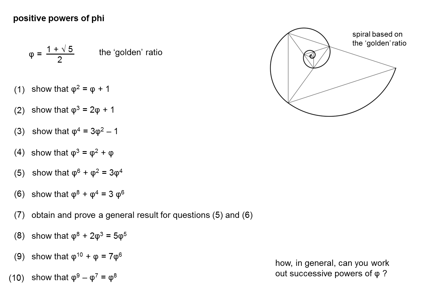 MEDIAN Don Steward mathematics teaching: powers of phi