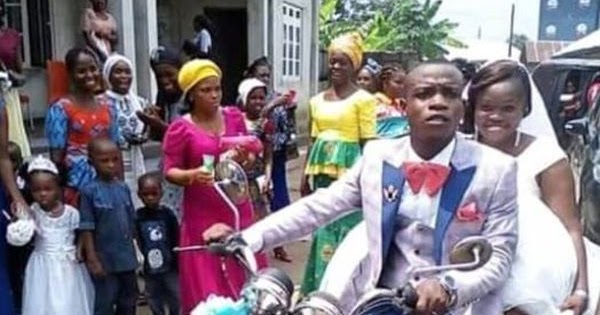 True Love!! Groom Carries Bride On Okada On Wedding Day