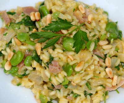 Cook Food. Mostly Plants.: Saffron Risotto with Fava Beans and Prosciutto
