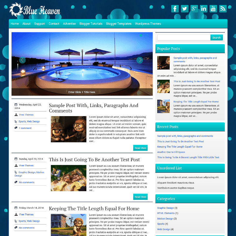 BlueHeaven - 2 Columns Responsive Magazine Blogger Template | Download ...