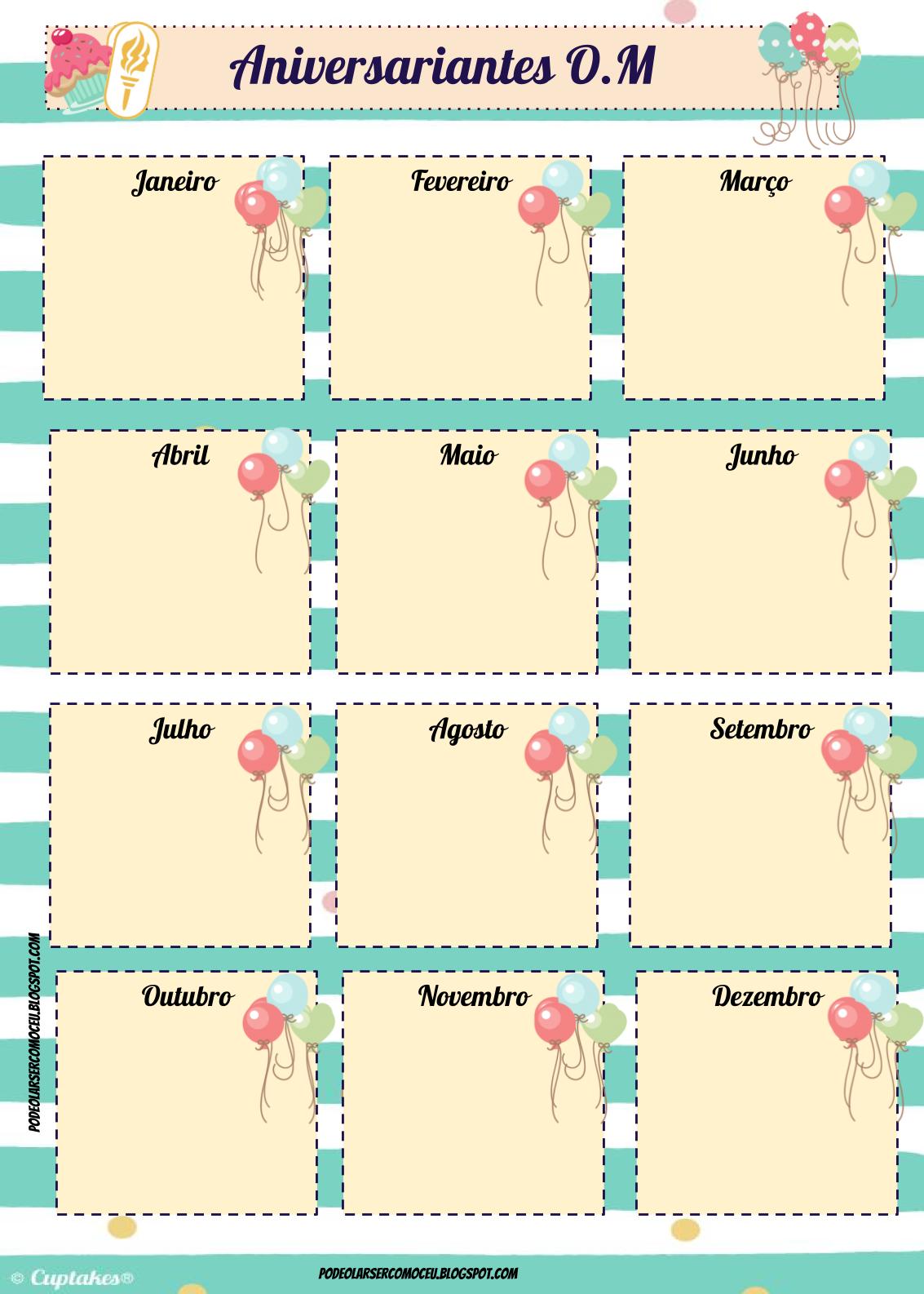 Pode o Lar ser Como o Céu: Murual de Aniversariantes para todas ...