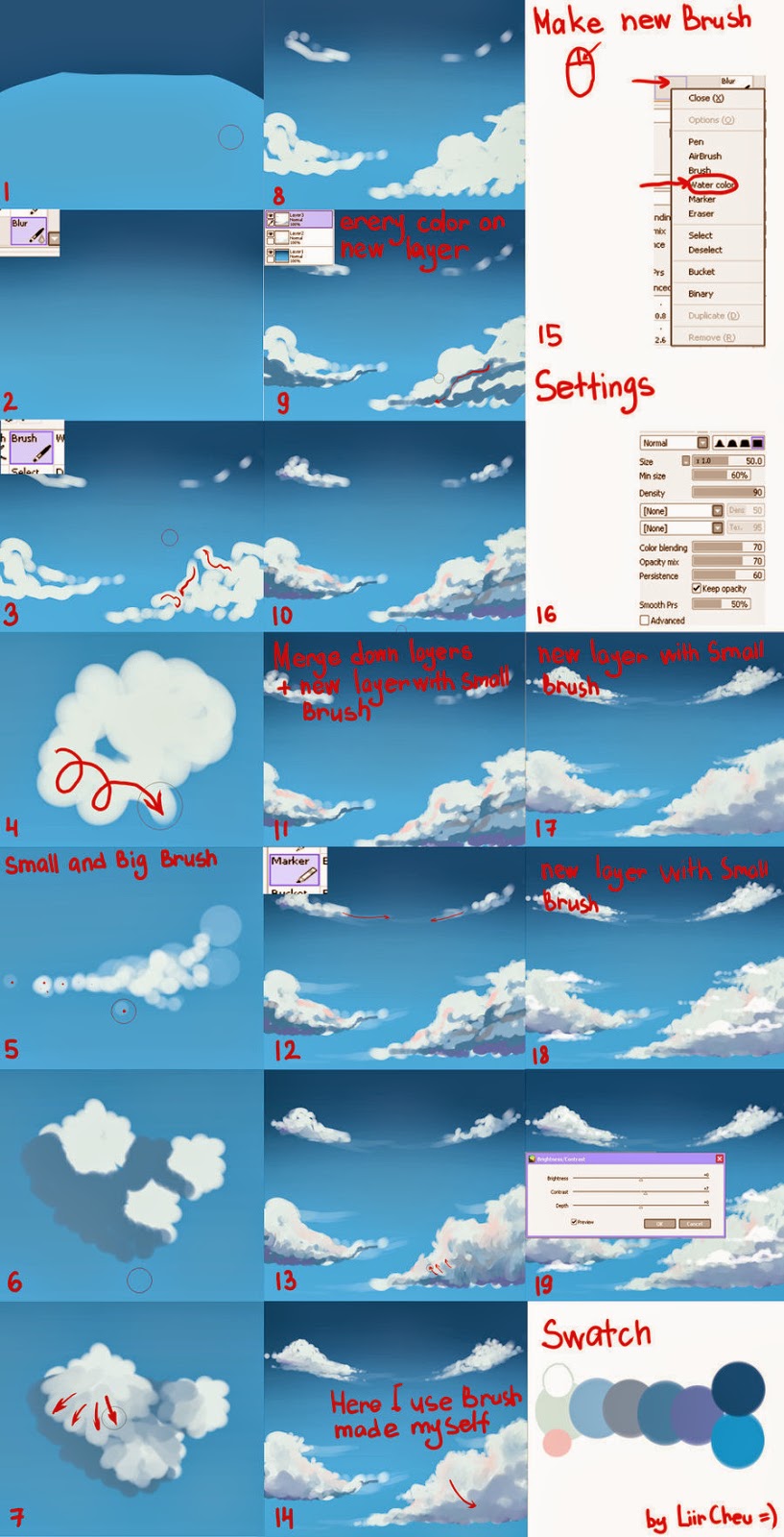 cara membuat awan di paint tool sai