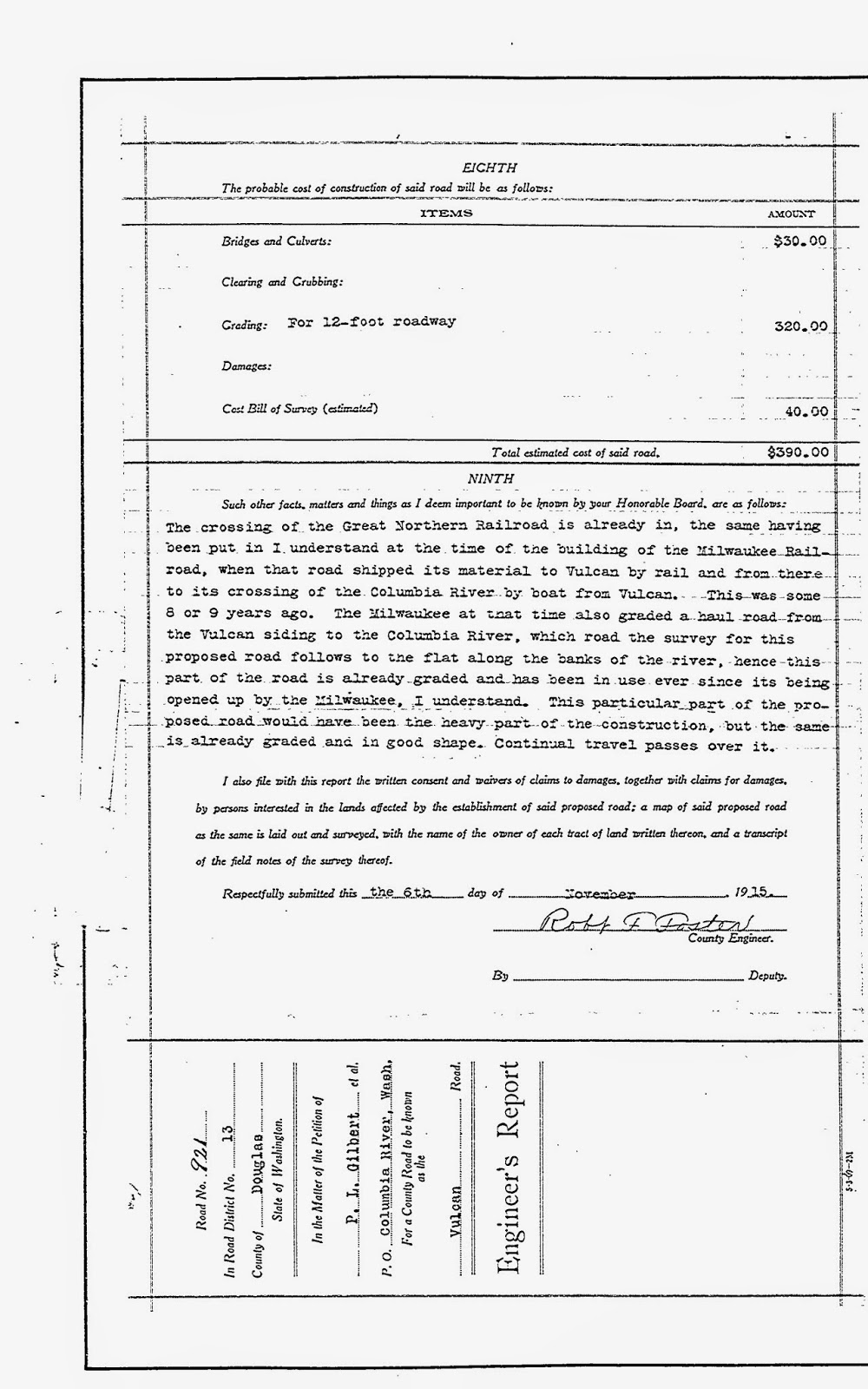 Big Bend Railroad History: Vulcan Engineers Report