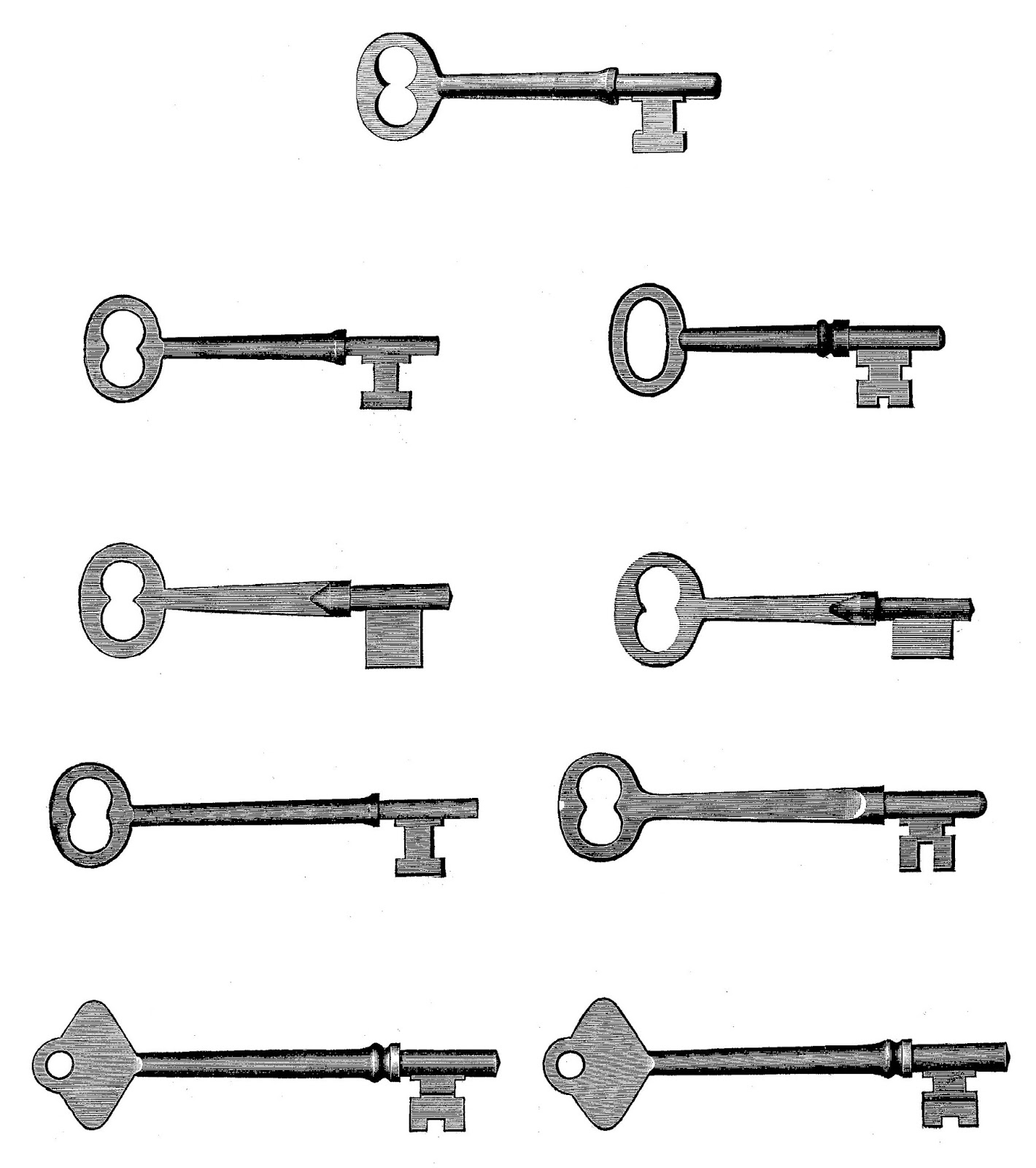 Digital Stamp Design: Printable Skeleton Key Collage Sheet Artwork ...