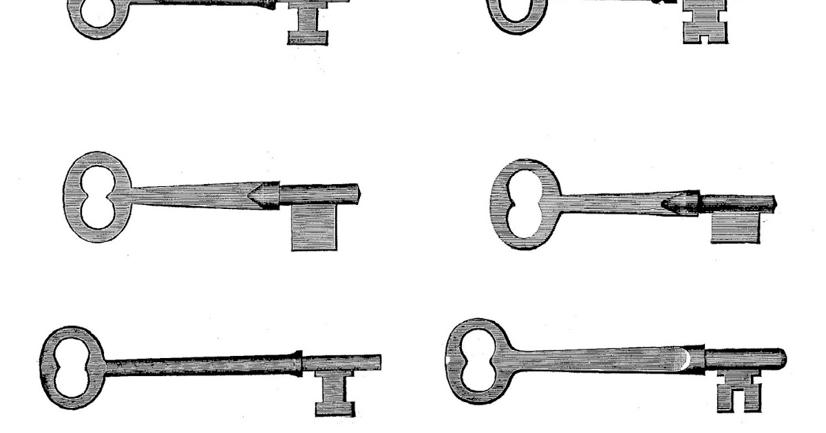 Digital Stamp Design: Printable Skeleton Key Collage Sheet Artwork ...