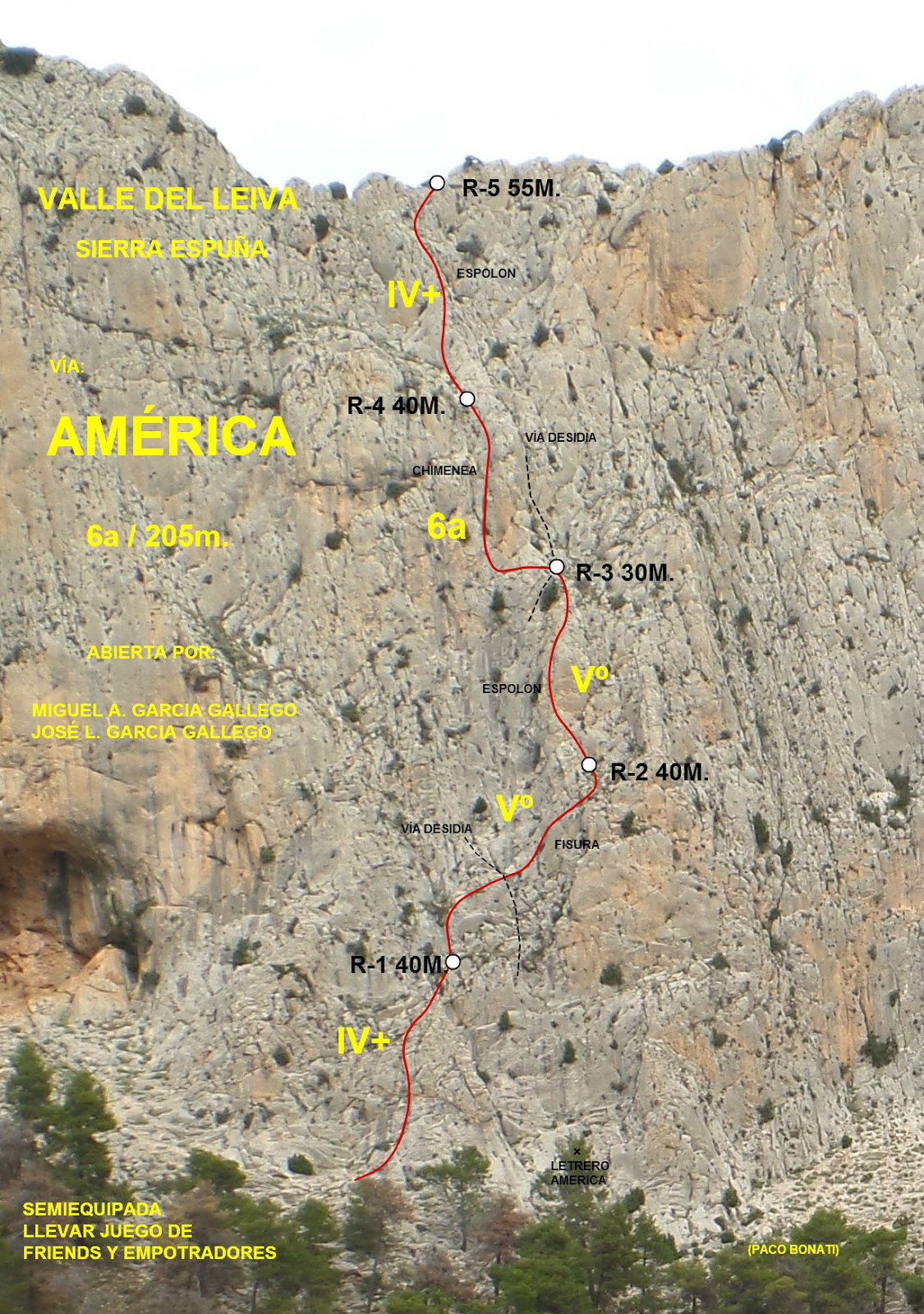ESCALADA VÍA "AMÉRICA" 6a / 205m. VALLE DEL LEIVA ALHAMA (MURCIA)