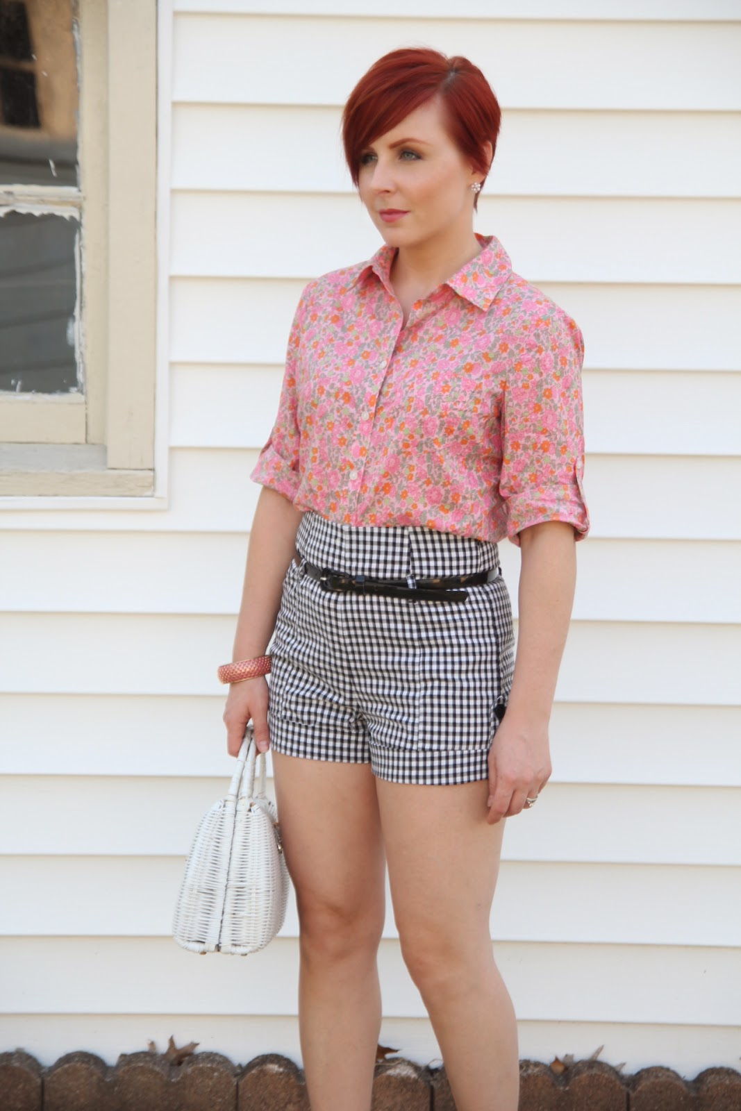 Thrift and Shout: Cute Outfit of the Day: Gingham and Floral