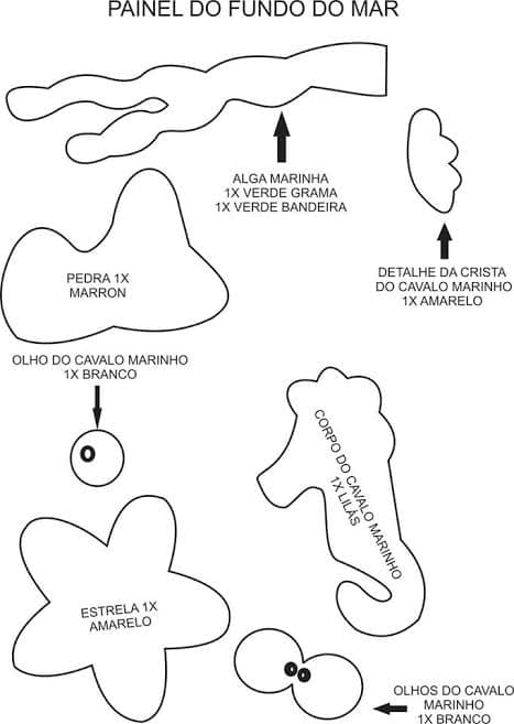 20 Moldes para Imprimir de Fundo do Mar de Feltro - Molde para ...