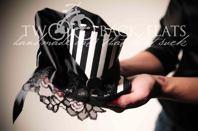 TwoBackFlats: Black and White Striped Hat