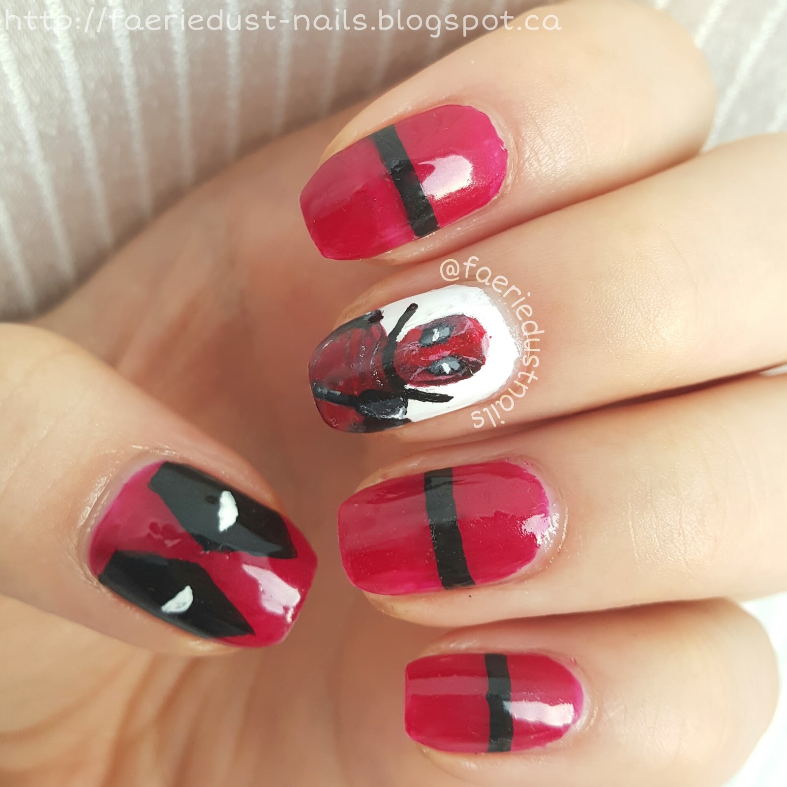 FaerieDust Nails: Deadpool Nails (With Pictorial)
