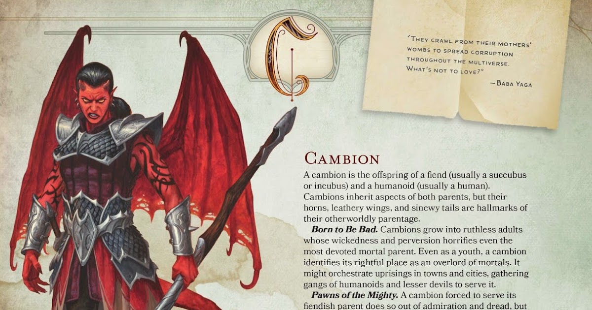 Dungeon Compendium: D&D 5ed: Cambion e Devorador de Intelecto