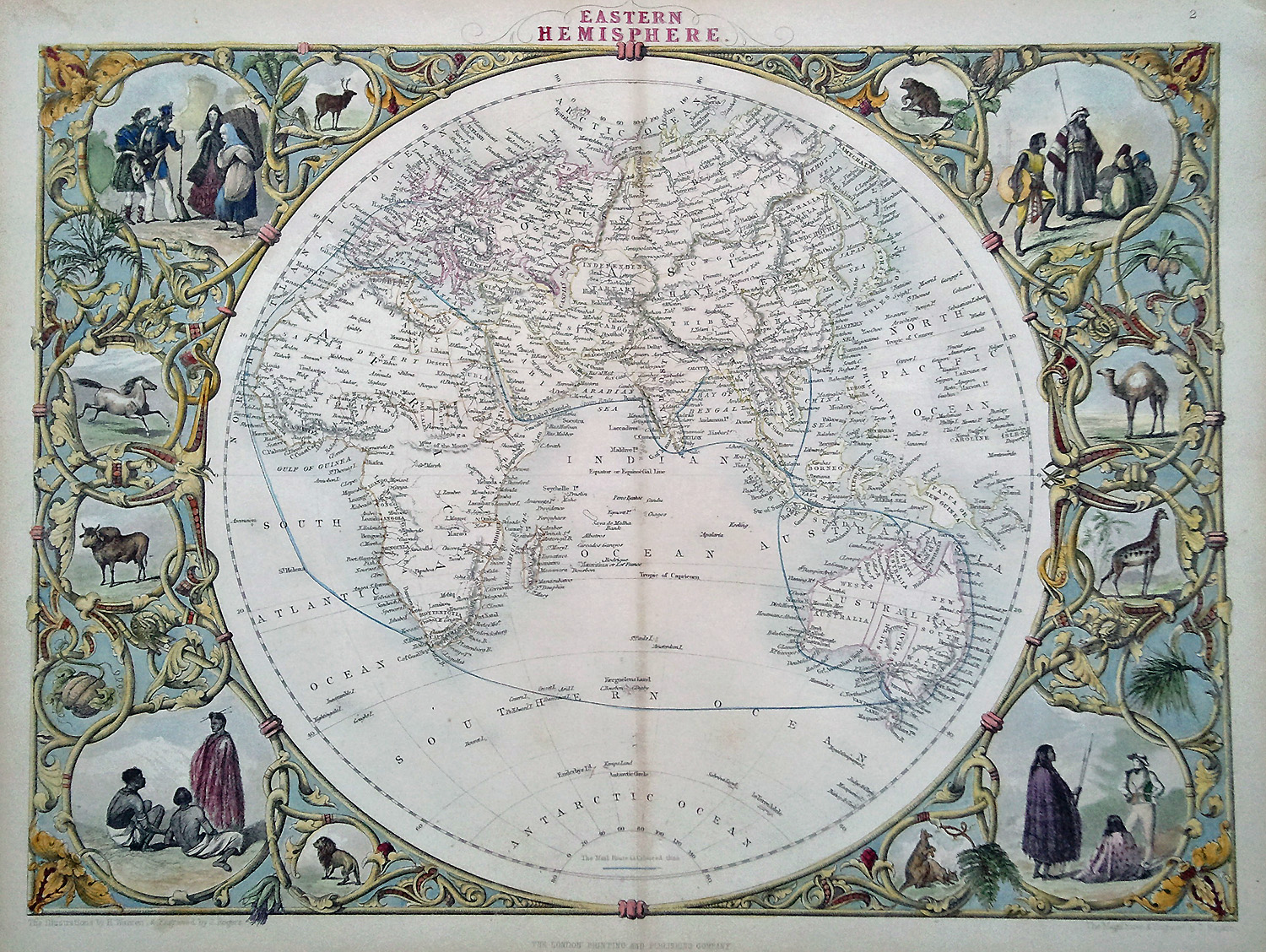 Antique Maps: Decorative Antique Victorian Map of the World