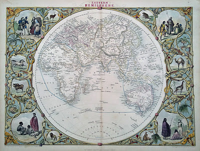 Antique Maps: Decorative Antique Victorian Map of the World