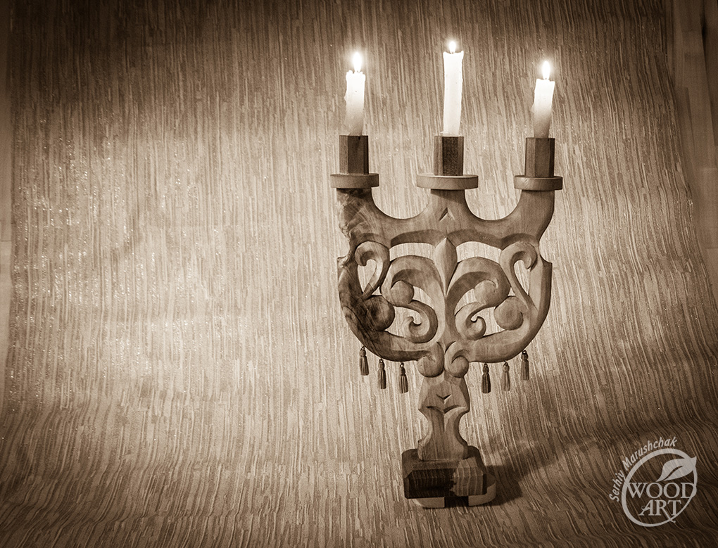 WOODCARVING / Різьблення по дереву: Різьблений свічник-трійця / Carved Candlestick-Trinity