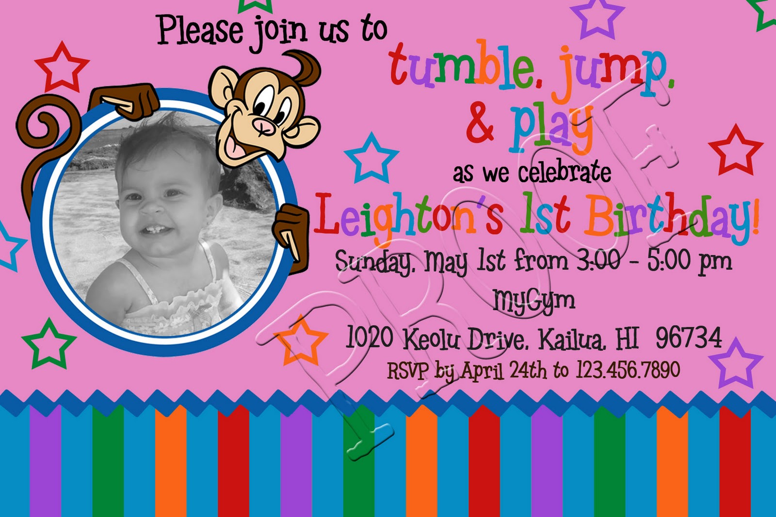 Fanci Prints by Tiffany: My Gym 1st Birthday Invitation