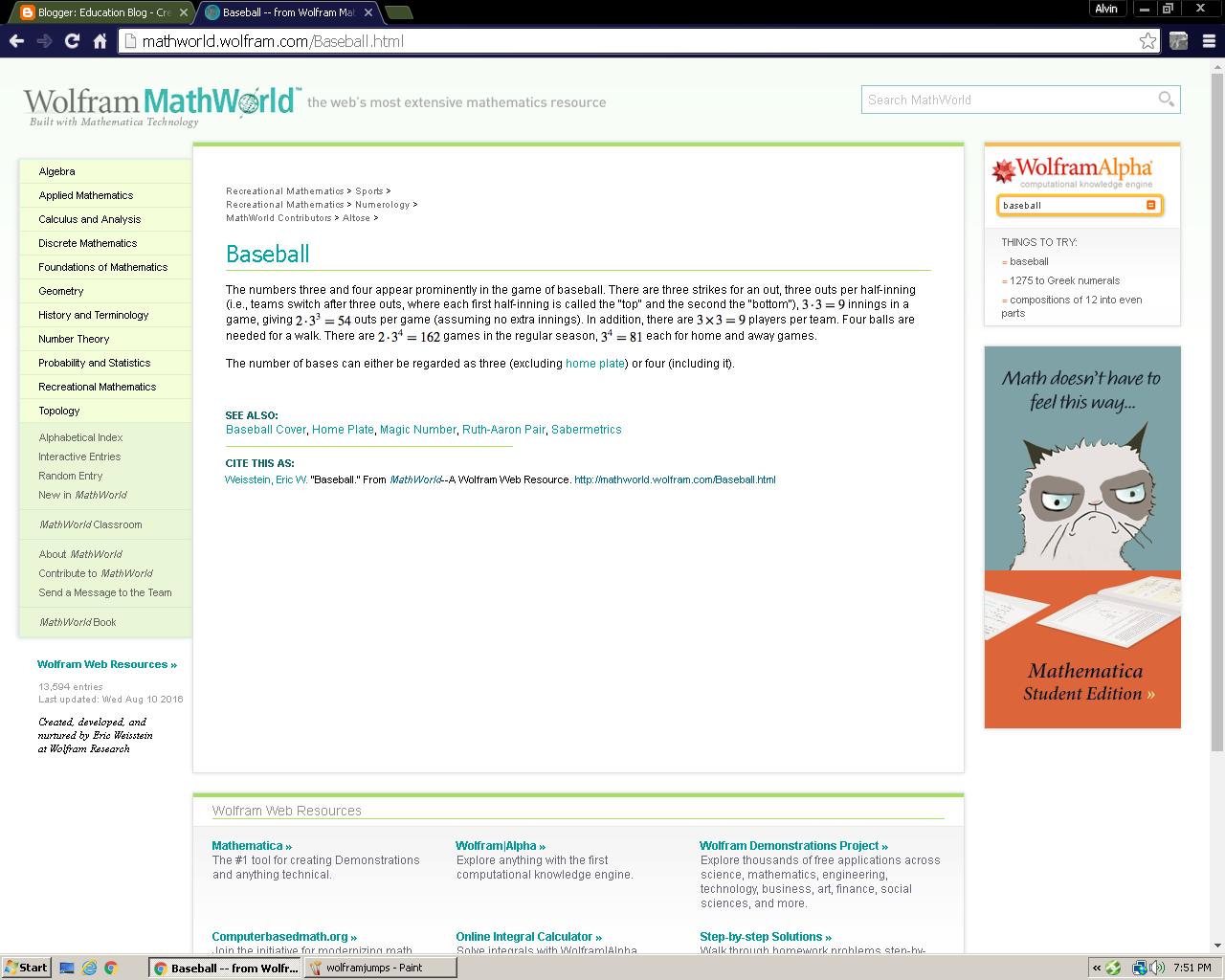 "The Web's Most Extensive Mathematics Resource"- Wolfram Mathworld ...