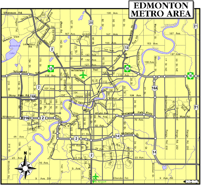 Edmonton City Map - Map of Canada City Geography