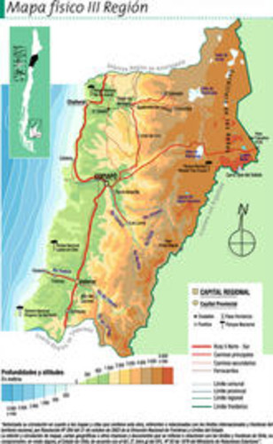 Región de Atacama: Mapa fisico y político de Atacama