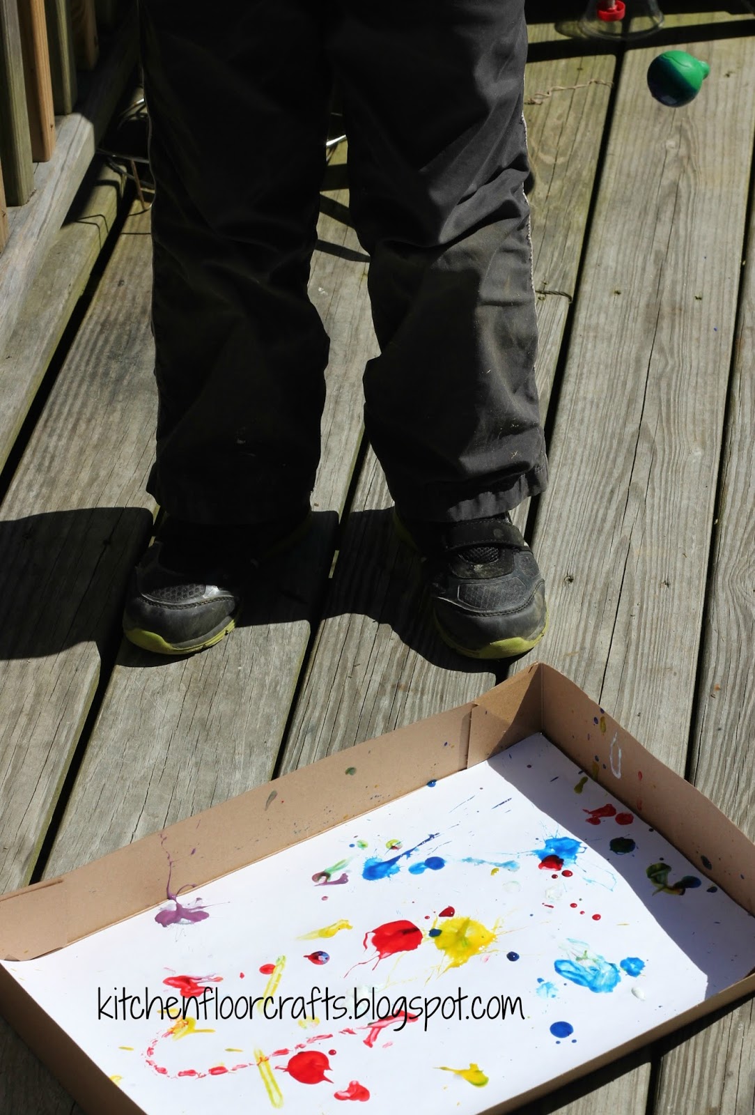 Kitchen Floor Crafts: Paint with Bouncy Balls