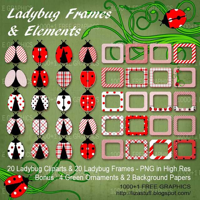 40 Ladybug Cliparts & Frames + Bonus Elements - Mega Pack. | Στάλες στο ...