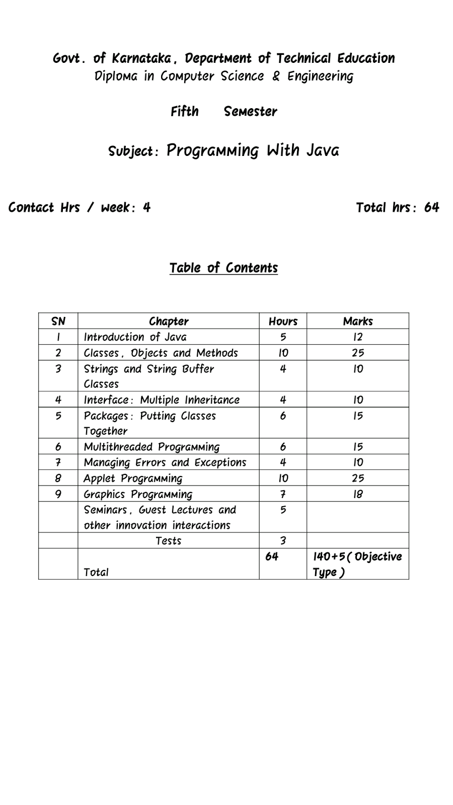 STUDENT SPOT(Diploma In Polytechnic Education -Karnataka): Computer Science 5th SEM Syllabus Copy