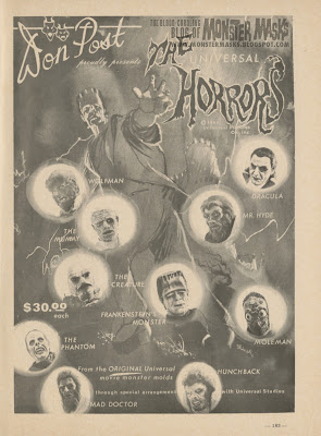 1964 Don Post Universal Horrors Ad | Blood Curdling Blog of Monster Masks