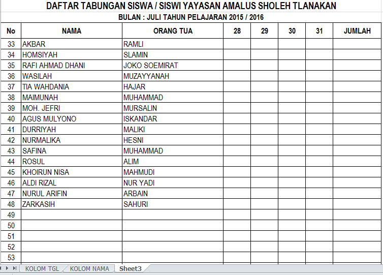 Unduh Aplikasi Buku Tabungan Siswa Format Excel ~ Sentra Pendidikan