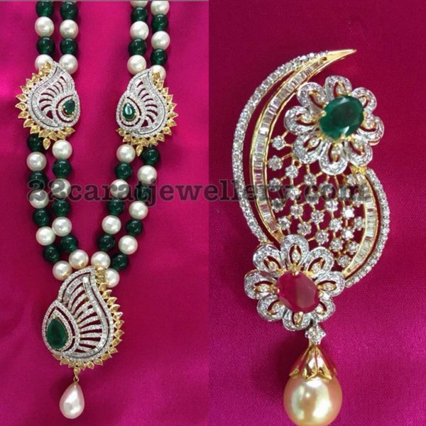Mango Design Diamond Pendant Sets - Jewellery Designs