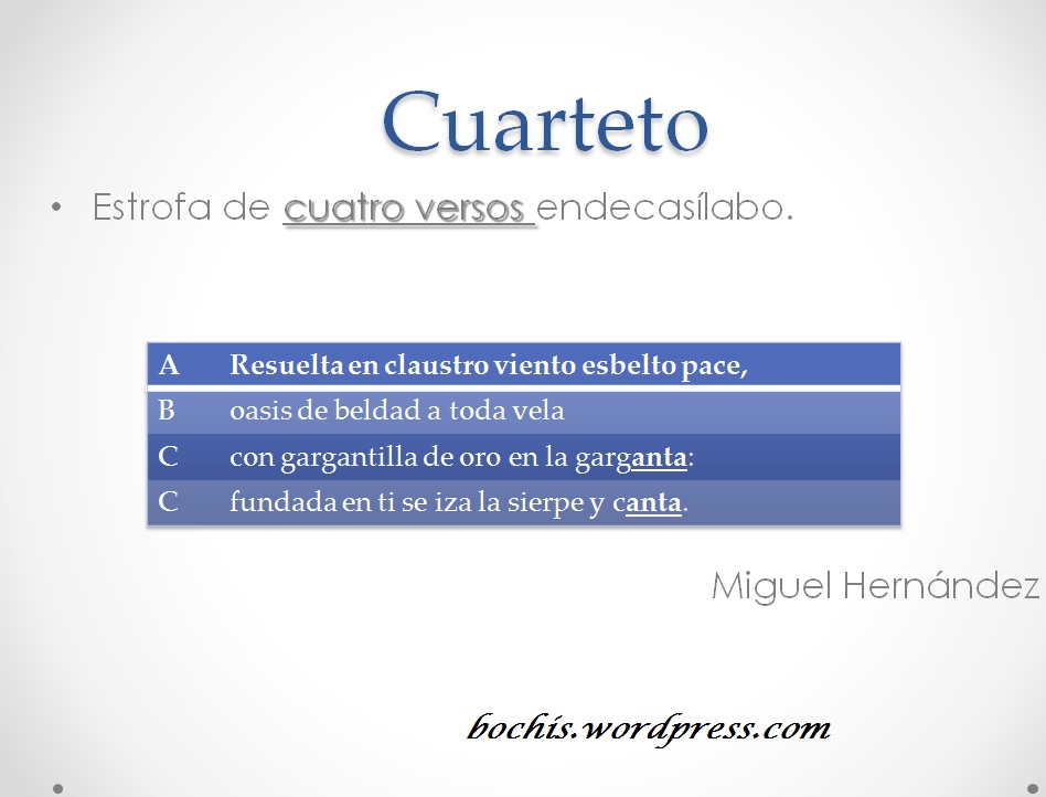 Obras Literarias: poema en cuarteto en la literatura