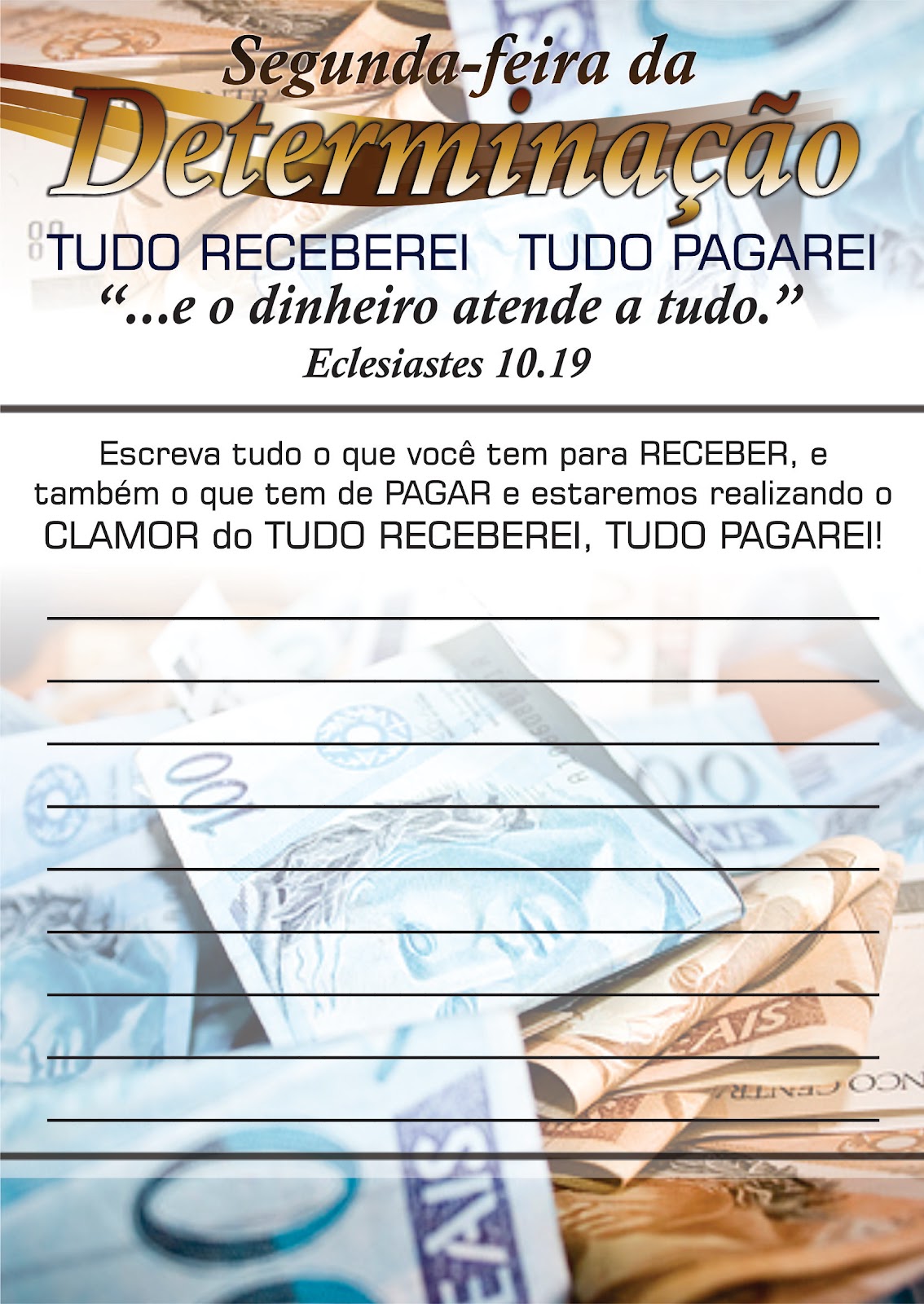 IURD AGORA: FOLHETO Segunda Tudo Receberei, Tudo Pagarei