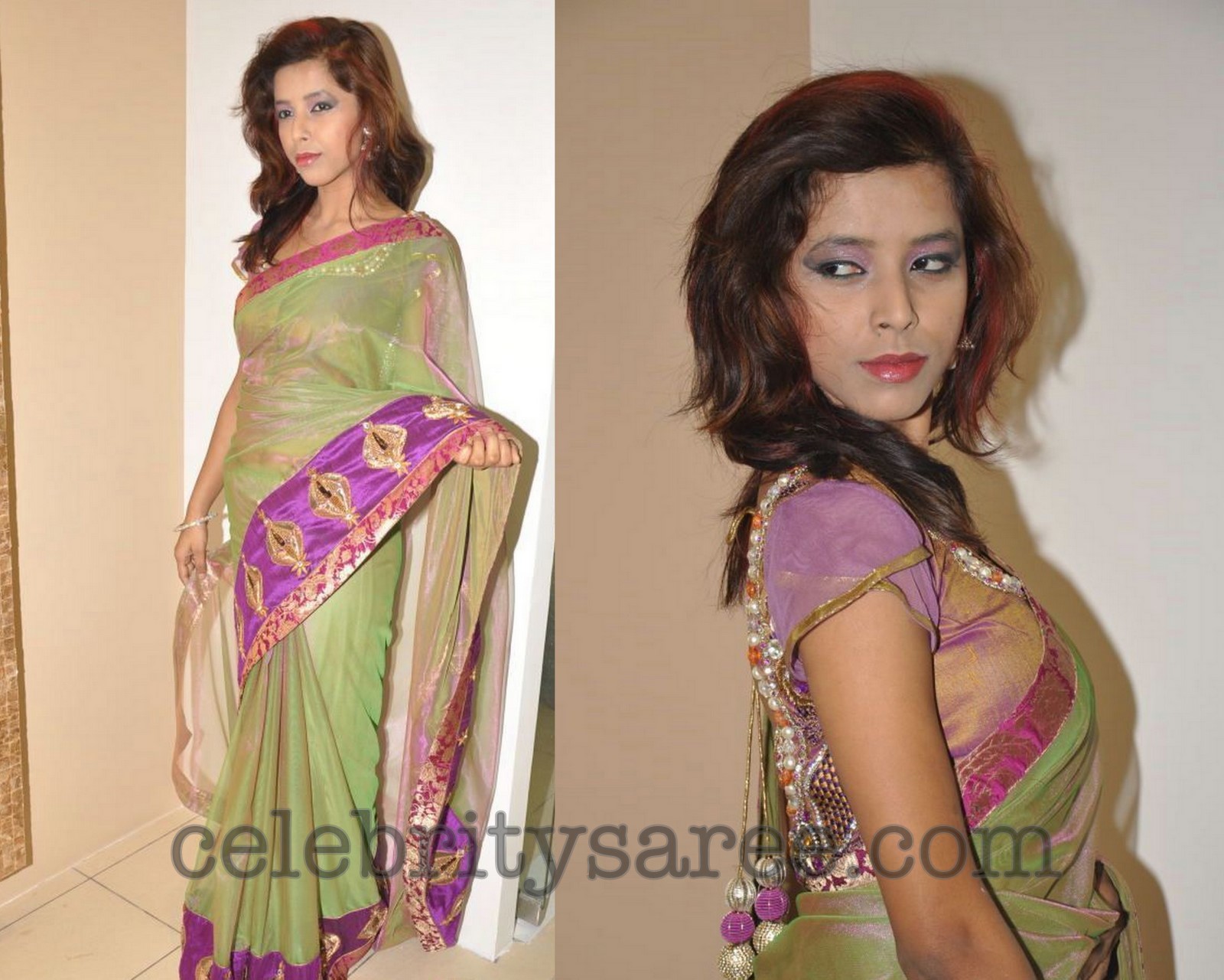 Tissue Saree with Pearls Blouse - Saree Blouse Patterns