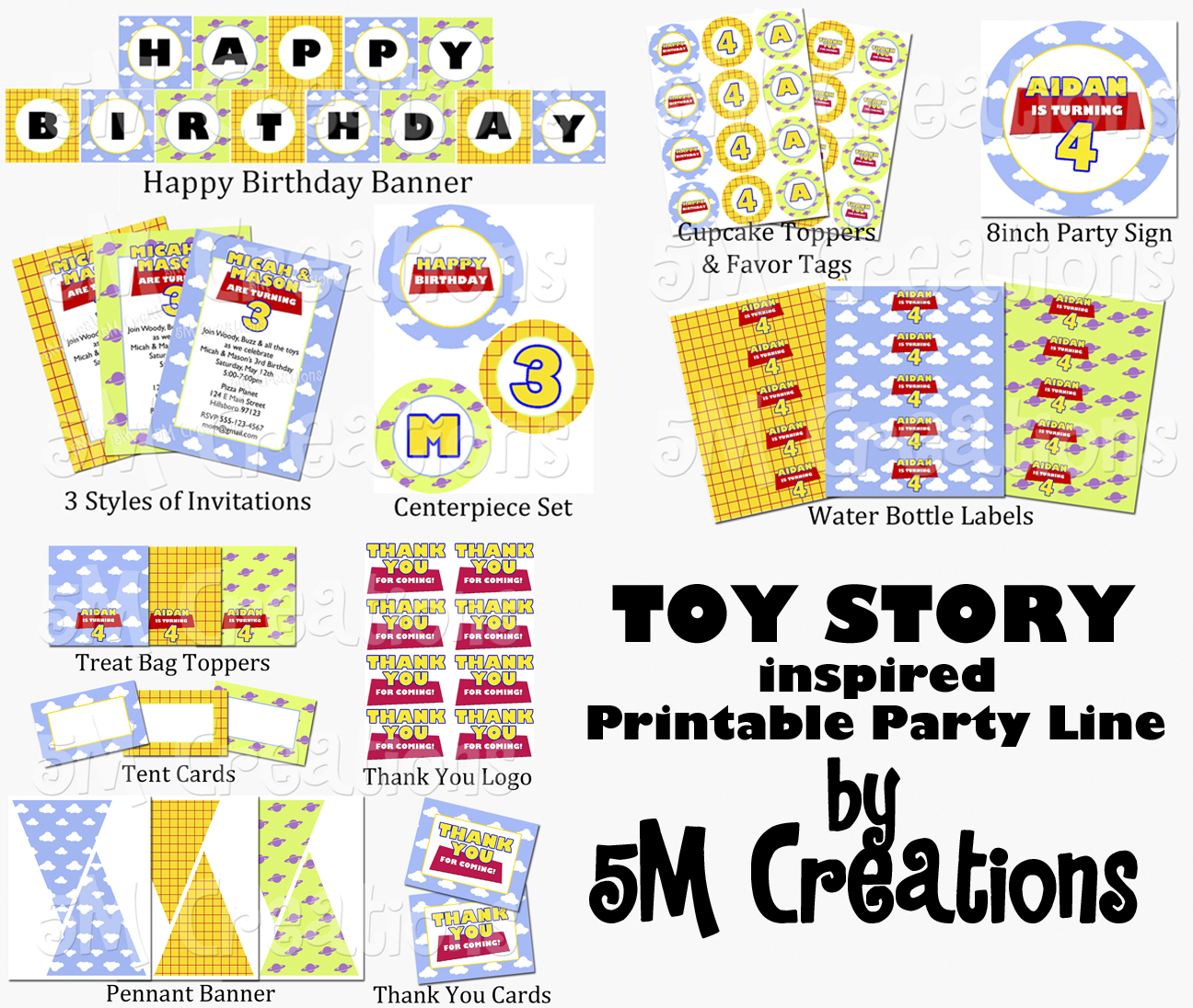 5M Creations: NEW Boy Printable Party Packages