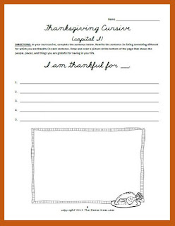 Classroom Freebies Too: Thanksgiving Cursive Handwriting