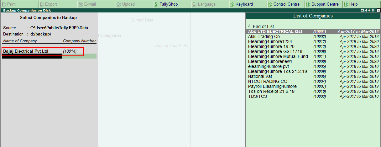Backup & Restore Tally ERP 9