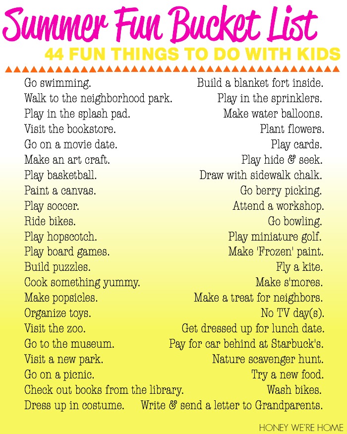 Summer Fun Bucket List // Fun Things to Do with Kids | Honey We're Home ...