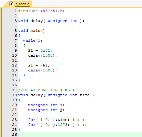 8051 Microcontroller: 8051 LED TOGGLE PROGRAM CODE