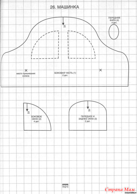 Eu Amo Artesanato: Carrinho com trailer em tecido com molde.