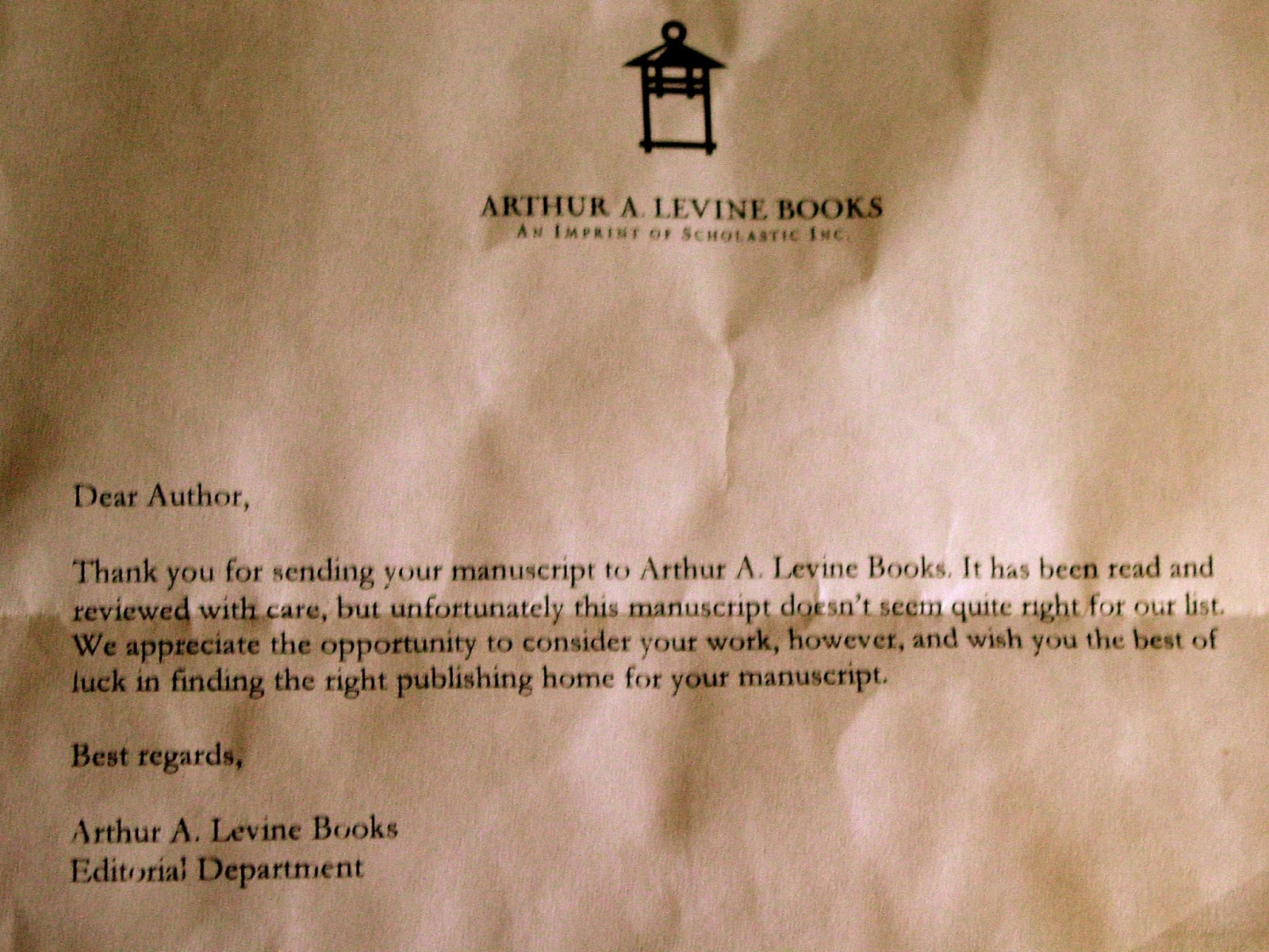 Heather Dent's Studio: My First Rejection Letter