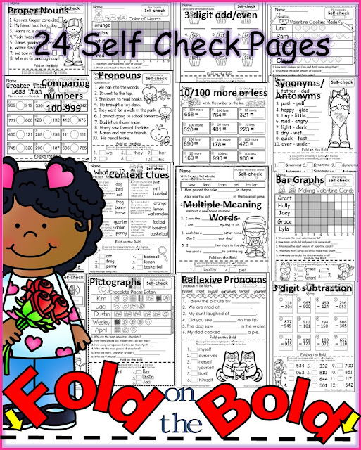 February FOLD ON THE BOLD- SELF CHECKING PRACTICE- 2nd Grade - Teaching ...