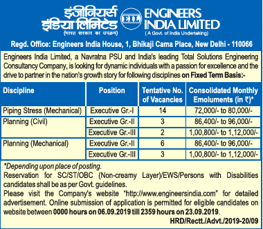 EIL Recruitment 2019 Apply Online