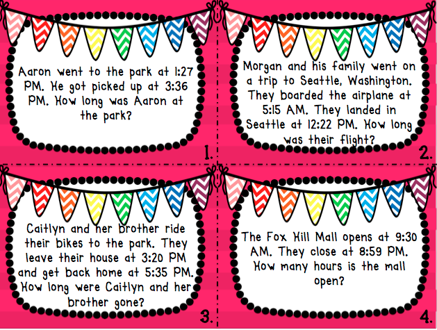 Teaching in Paradise: Differentiated Elapsed Time Task Cards!