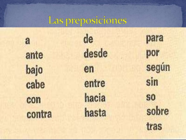 CLASE DE 4ºA: LAS PREPOSICIONES