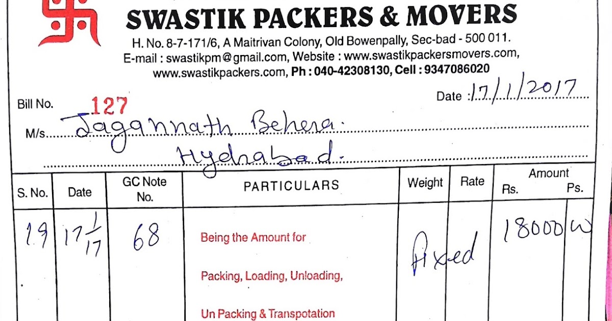 ( 91 9347086020 ) Packers and Movers Bills For Claim 9347086020 ...