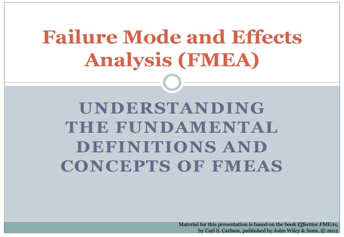 OSH The Journey: FMEA - Understanding the Fundamental Definitions and ...