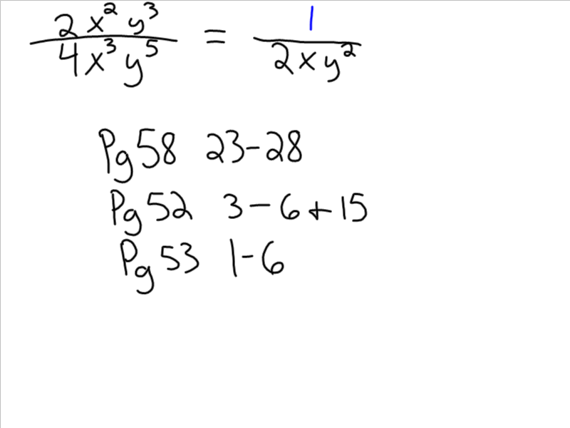 Mrs. Gordon's Awesome Algebra Classes!: Dividing Monomials